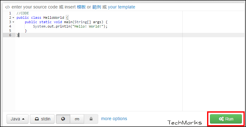 【線上寫程式】編譯執行結果與Debug提醒，支援Java, C++, PHP,Javascript等60多種語言