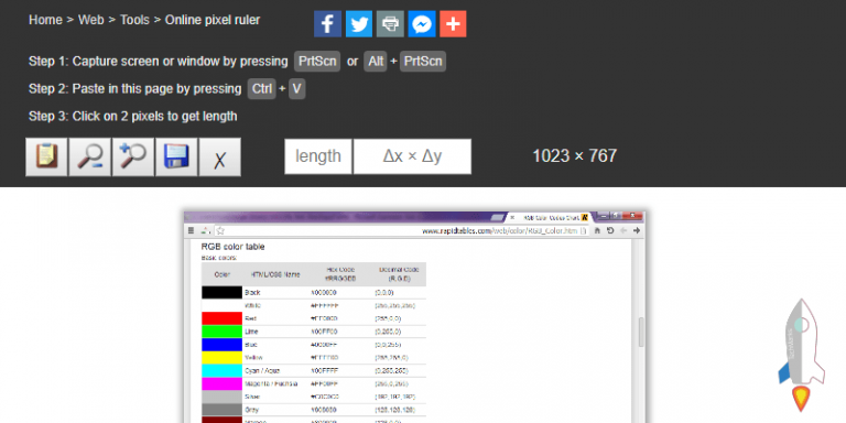 Online Pixel Ruler線上尺標工具，直接將圖片貼到頁面，即可計算長寬像素。