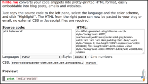 hilite.me線上程式碼高光Highlight工具，產生漂亮的Code排版樣式，可嵌入到網站中。