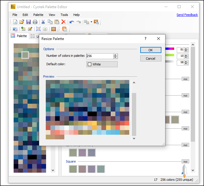 Color Palette Editor調色盤編輯器，擷取相片顏色製作調色板、RGB,HSL代碼產生器。（Windows）