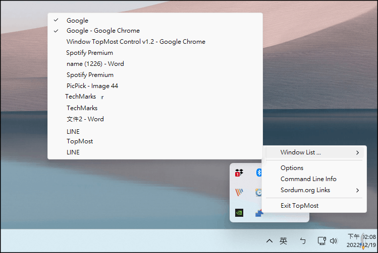 TopMost 讓視窗永遠保持最頂層：分頁、聊天畫面、資料等
