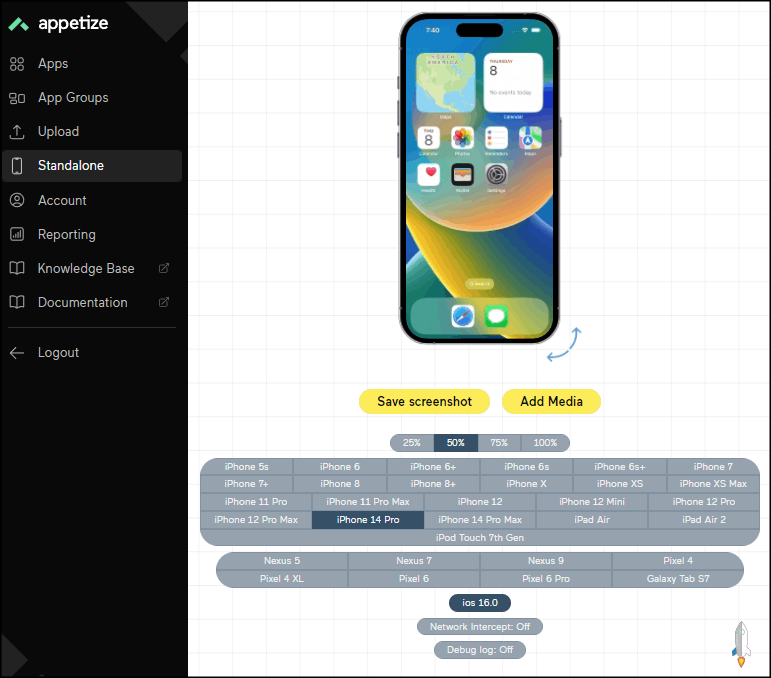 appetize 免費的線上iOS模擬器，模擬各版本 iPhone 和 iPad