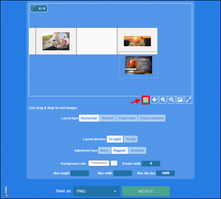 Merge Images 線上照片拼貼工具，直向、橫向、自訂行列拼圖